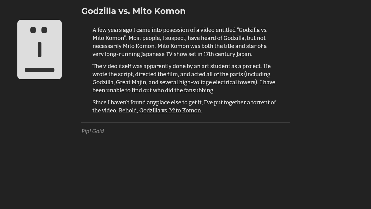 Godzilla vs. Mito Komon | Pip! Gold